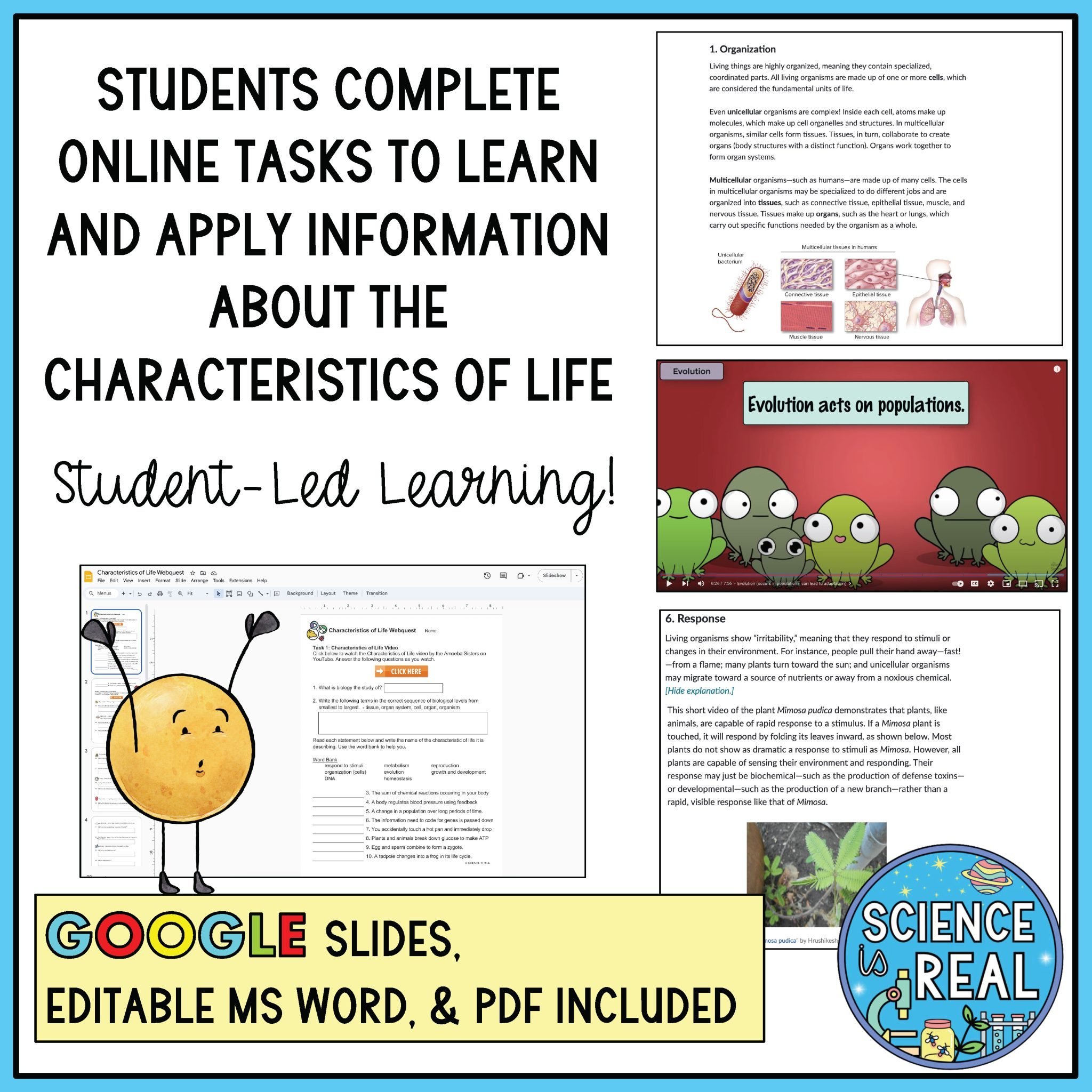Characteristics of Life Webquest - Science is Real Education