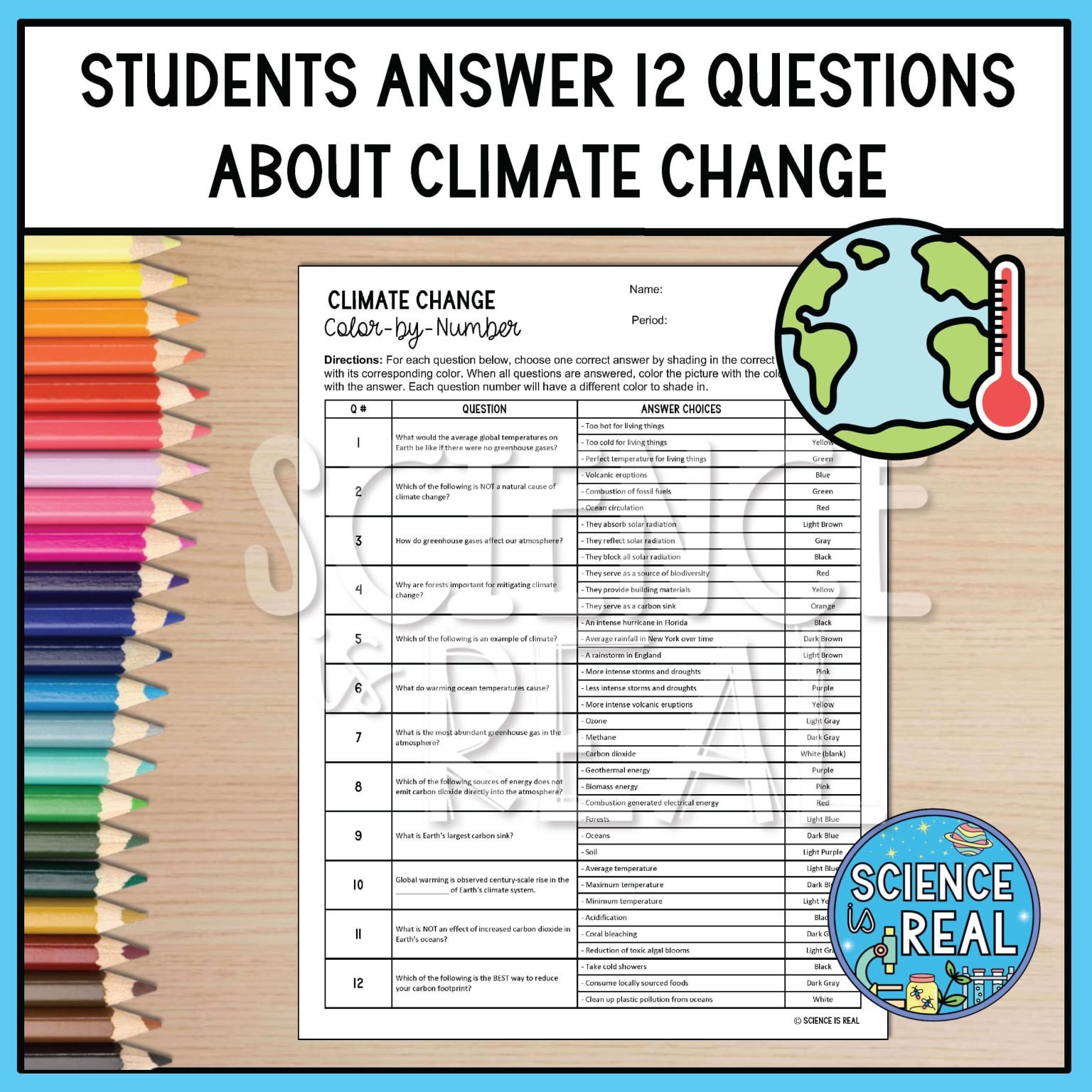 Climate Change Color by Number - Science is Real Education