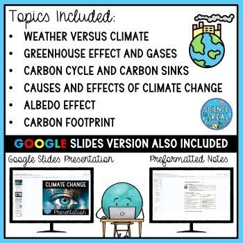 Climate Change PowerPoint with Notes, Questions, and Kahoot - Science ...