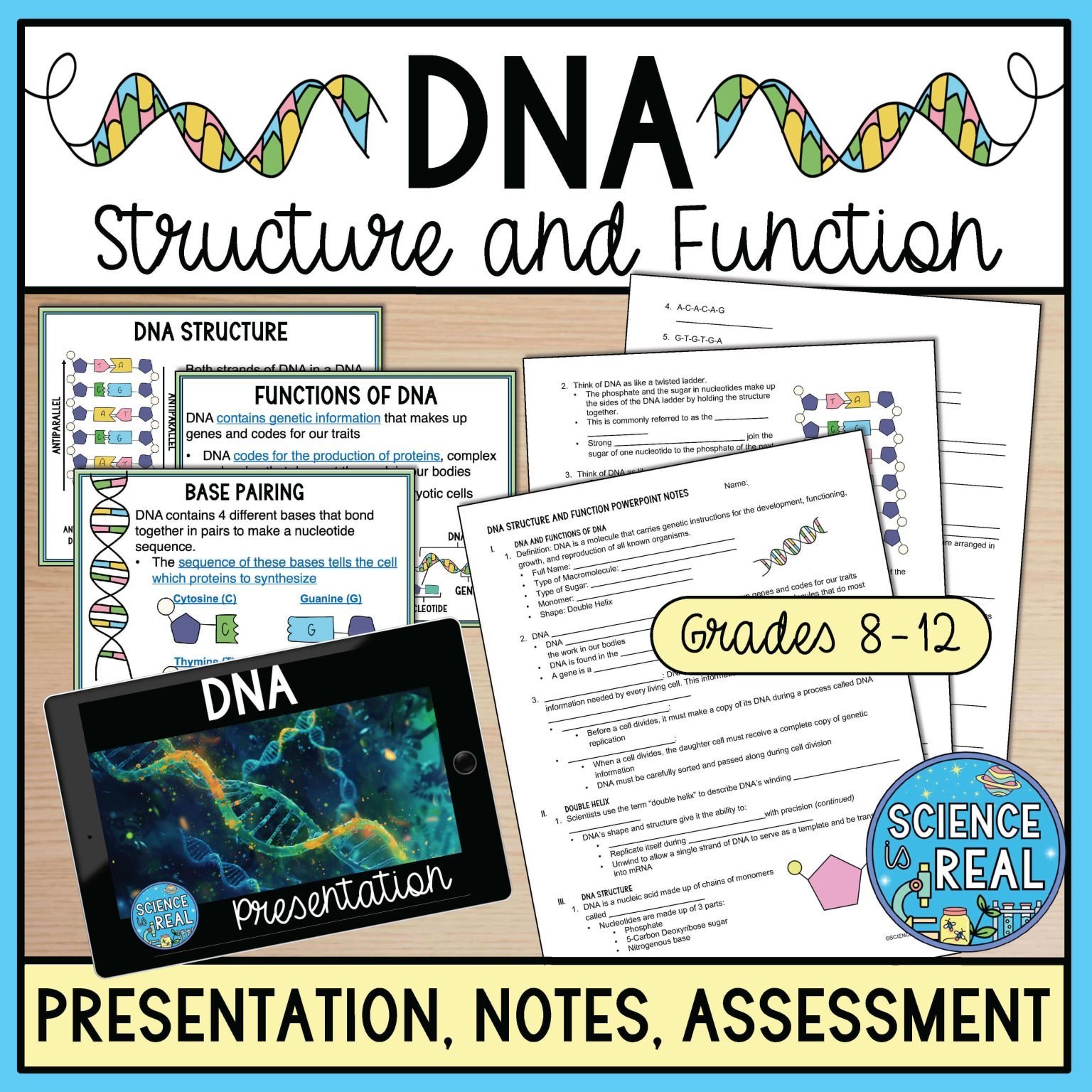DNA PowerPoint with Notes and Assessment - Science is Real Education
