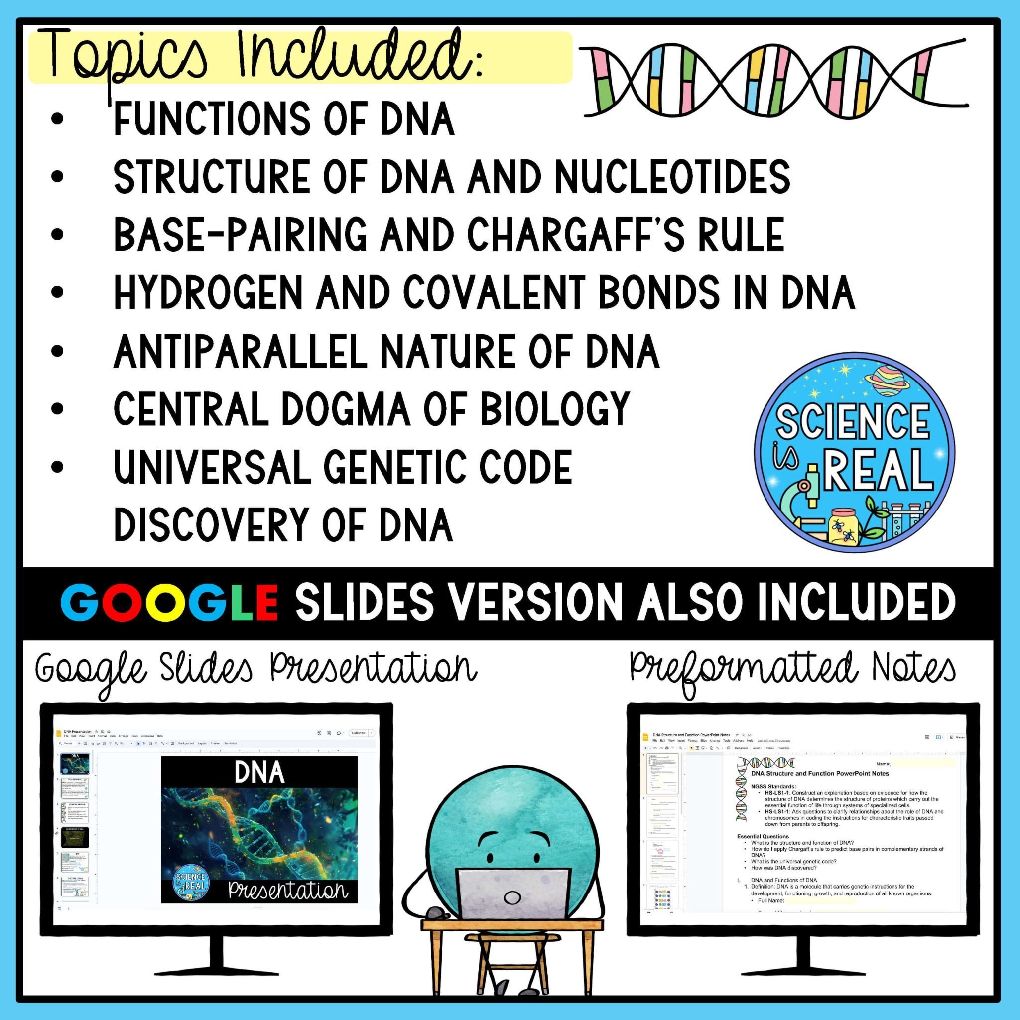 DNA PowerPoint with Notes and Assessment - Science is Real Education