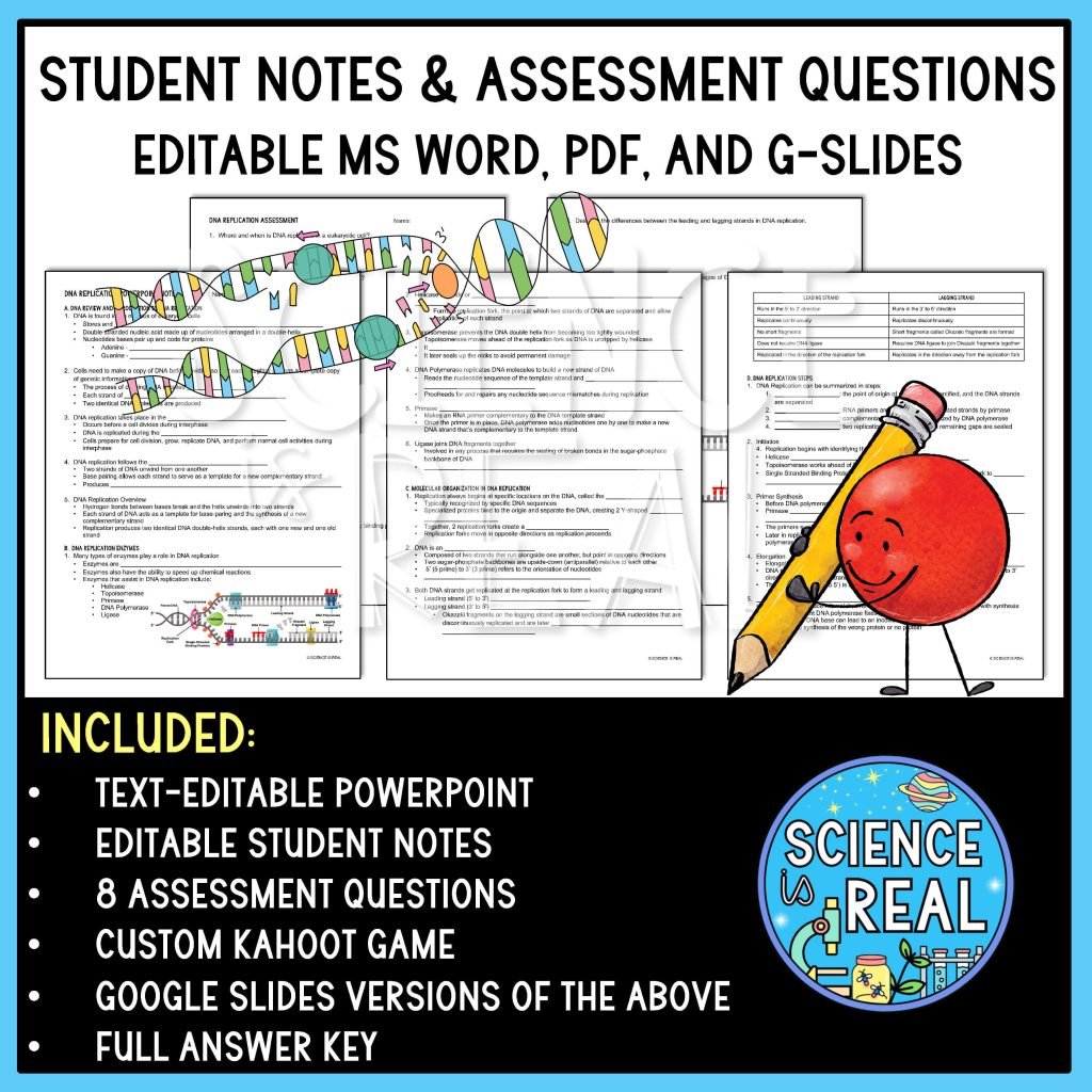DNA Replication PowerPoint with Notes, Assessment, and Kahoot - Science ...