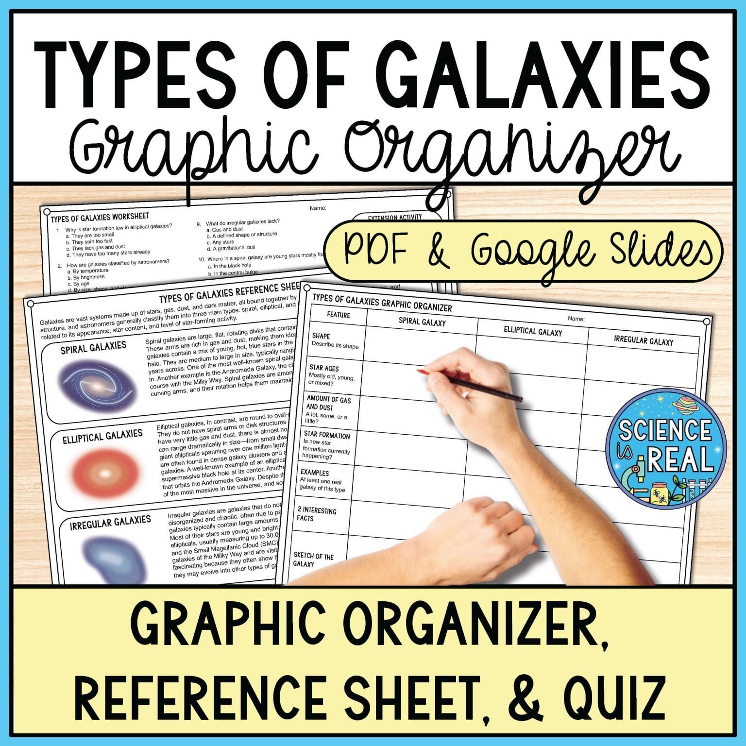 Galaxies Graphic Organizer with Reference Sheets and Quiz - Science is ...
