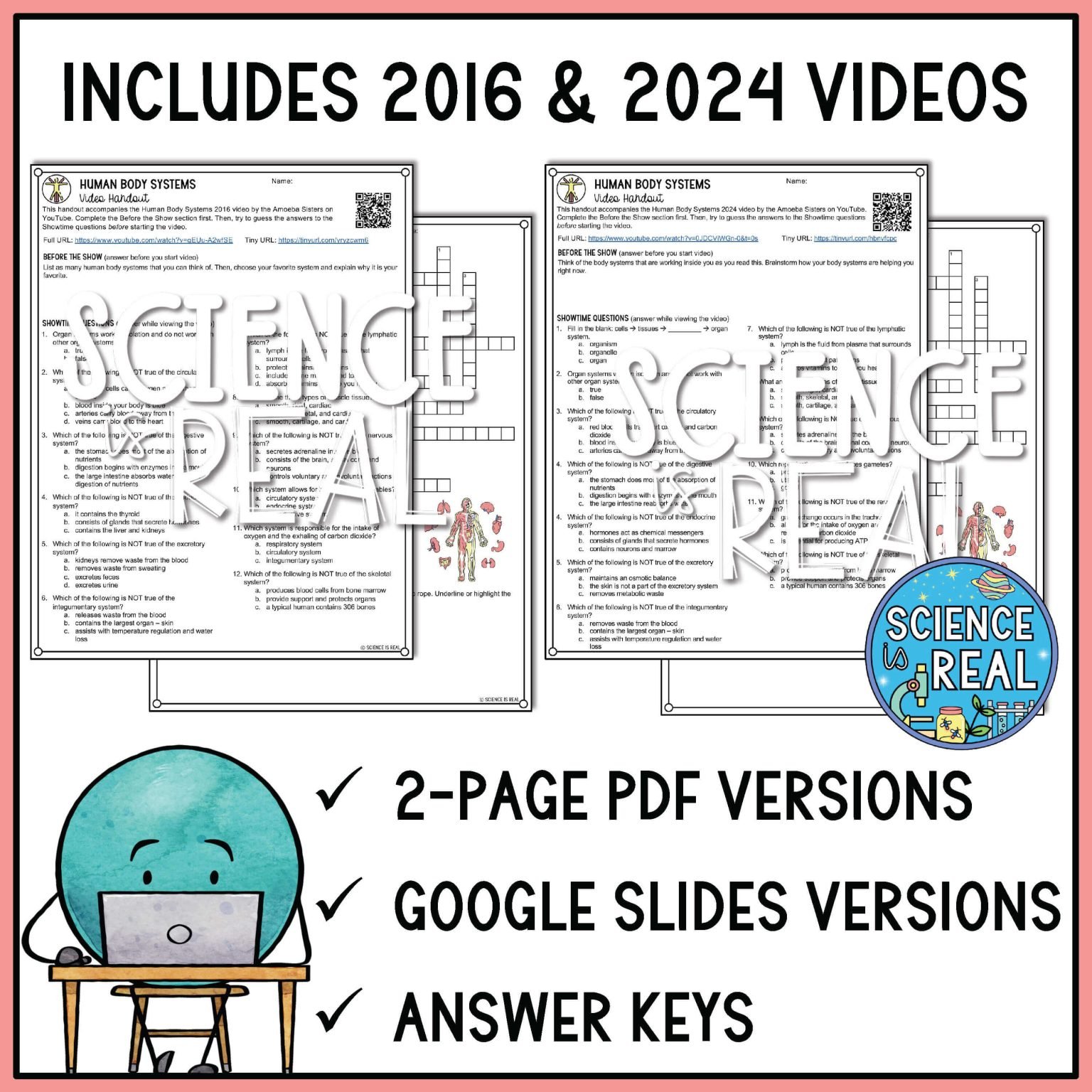 Human Body Systems Amoeba Sisters Video Handout - Science is Real Education
