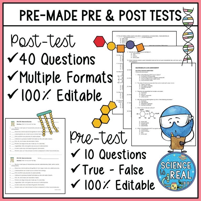 Macromolecules Assessments and Question Bank - Science is Real Education