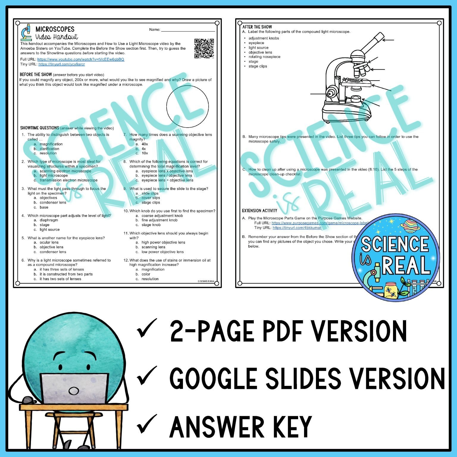 Microscopes Amoeba Sisters Video Handout - Science is Real Education