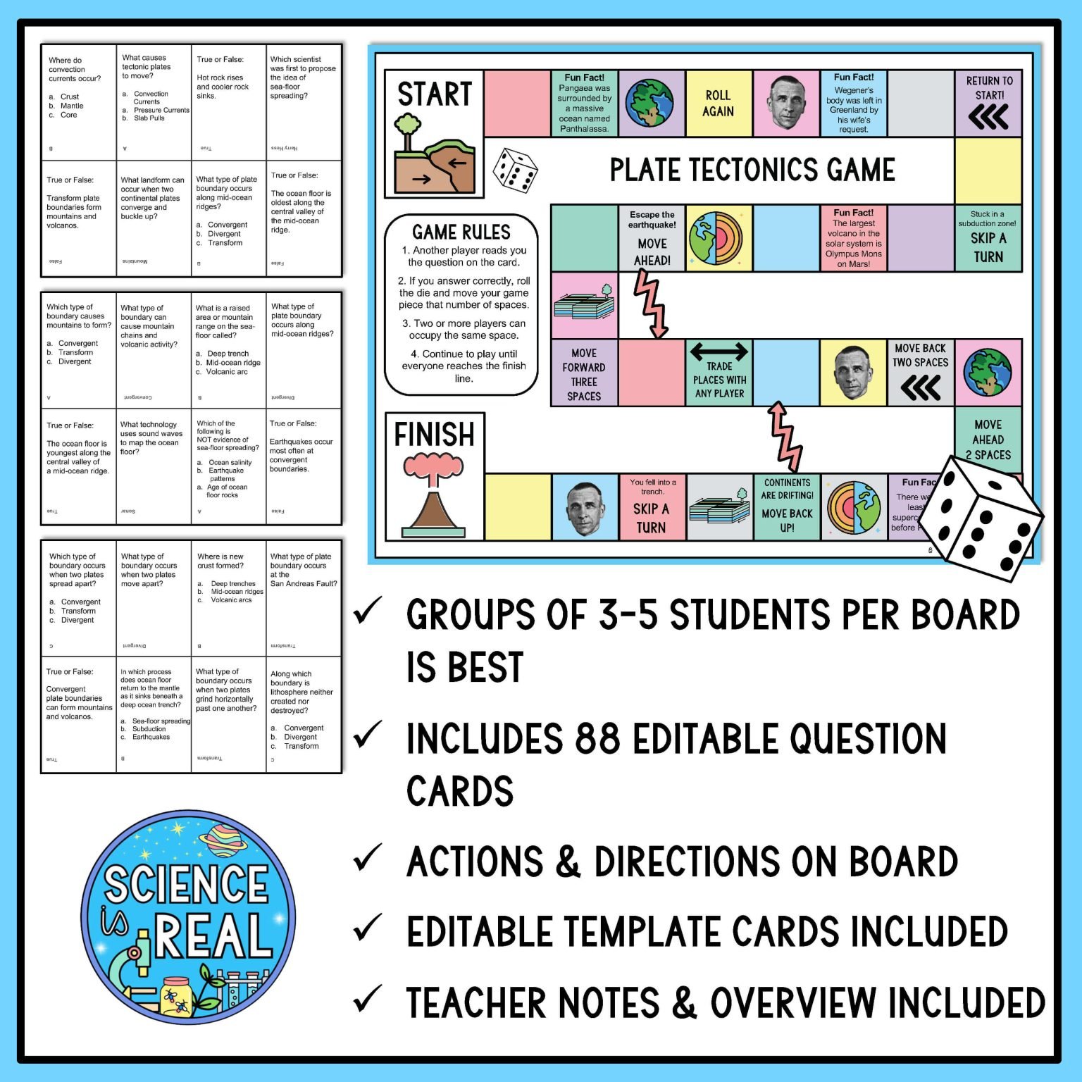 Plate Tectonics Game - Printable Board Game - Science is Real Education