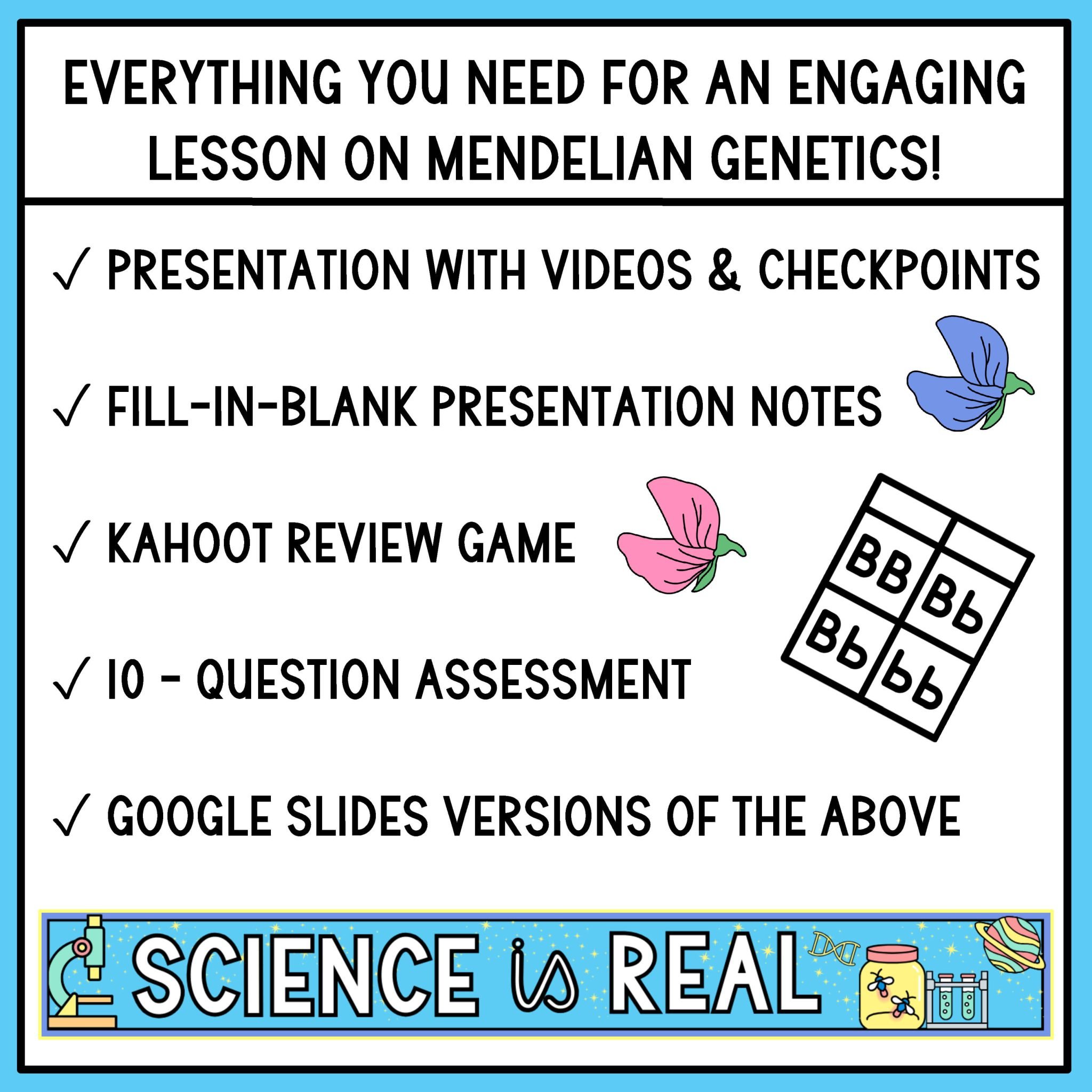 Genetics and Punnett Squares PowerPoint with Notes and Assessment ...
