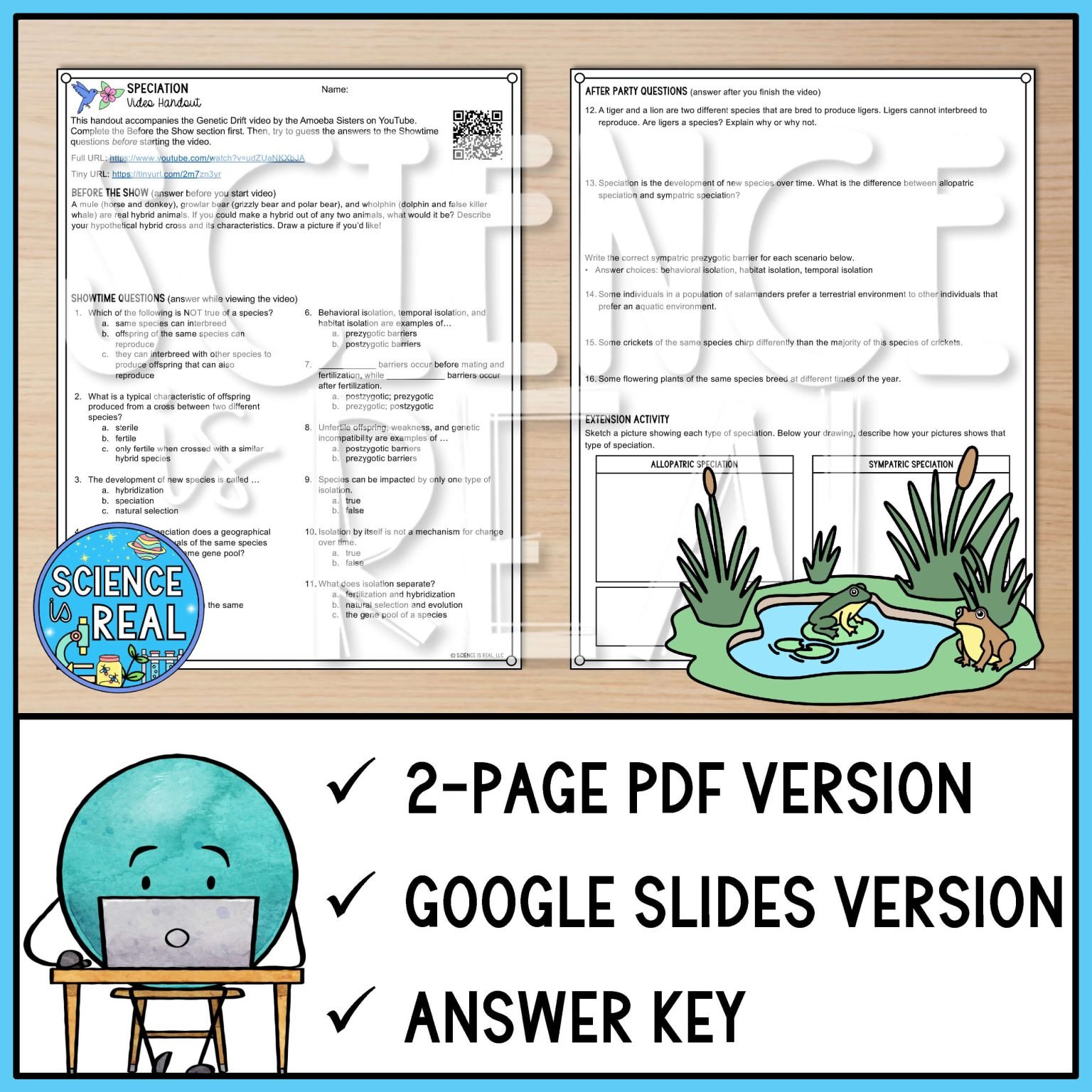 Speciation Amoeba Sisters Video Handout - Science is Real Education