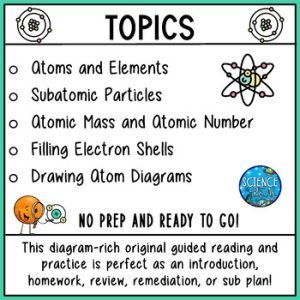 Atoms Reading Comprehension Worksheets - Science is Real Education