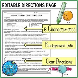 Characteristics of Life Comic Project - Science is Real Education