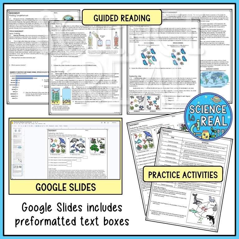 Biodiversity Reading Comprehension Worksheets - Science is Real Education