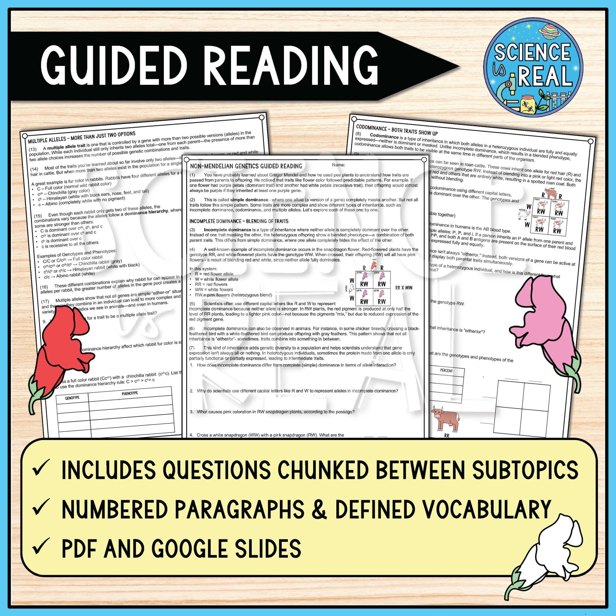 Non-Mendelian Genetics Reading Comprehension - Science is Real Education