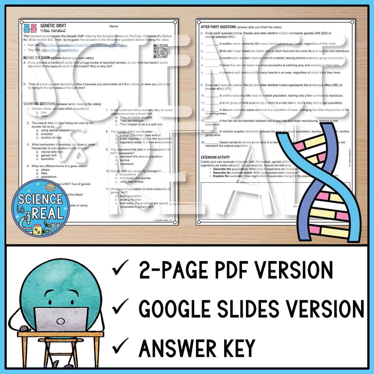 Genetic Drift Amoeba Sisters Handout - Science is Real Education